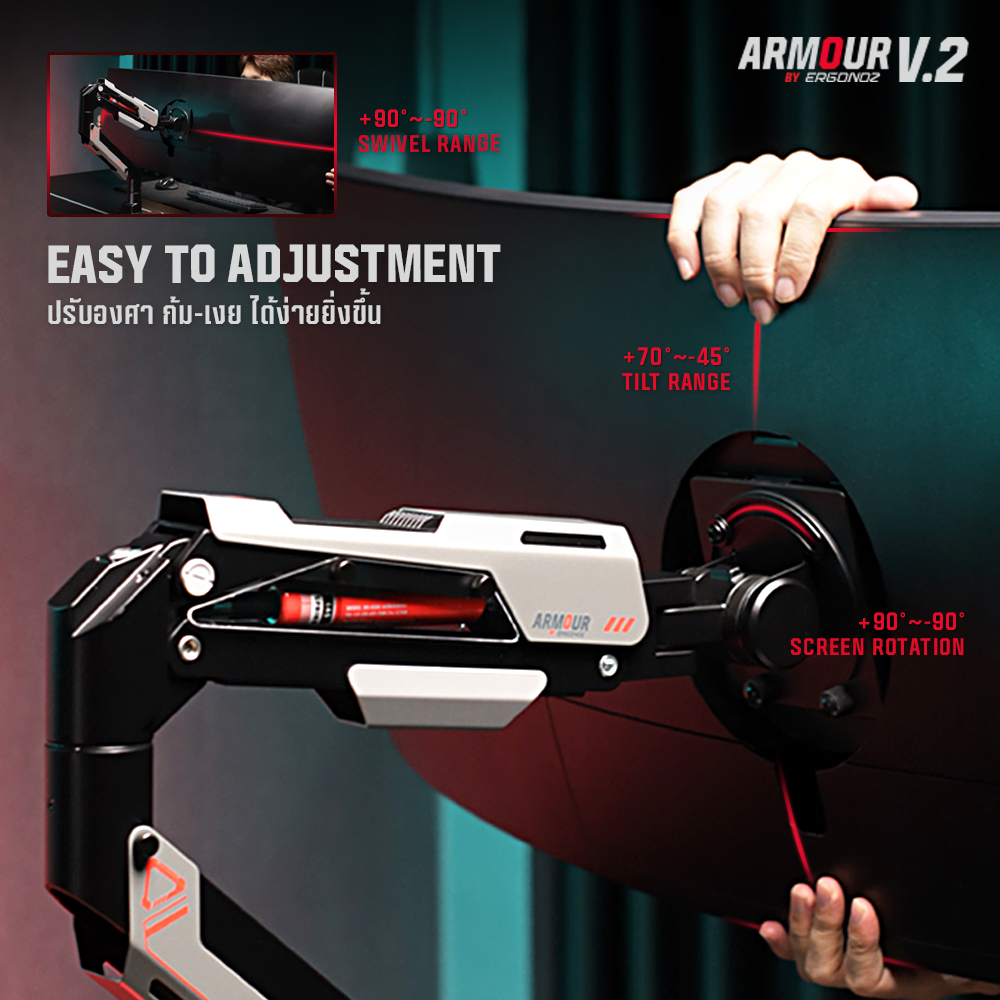 ERGONOZ แขนจับจอ ขาตั้งจอคอมพิวเตอร์ Monitor Arm รุ่น ARMOUR สำหรับหน้า ...