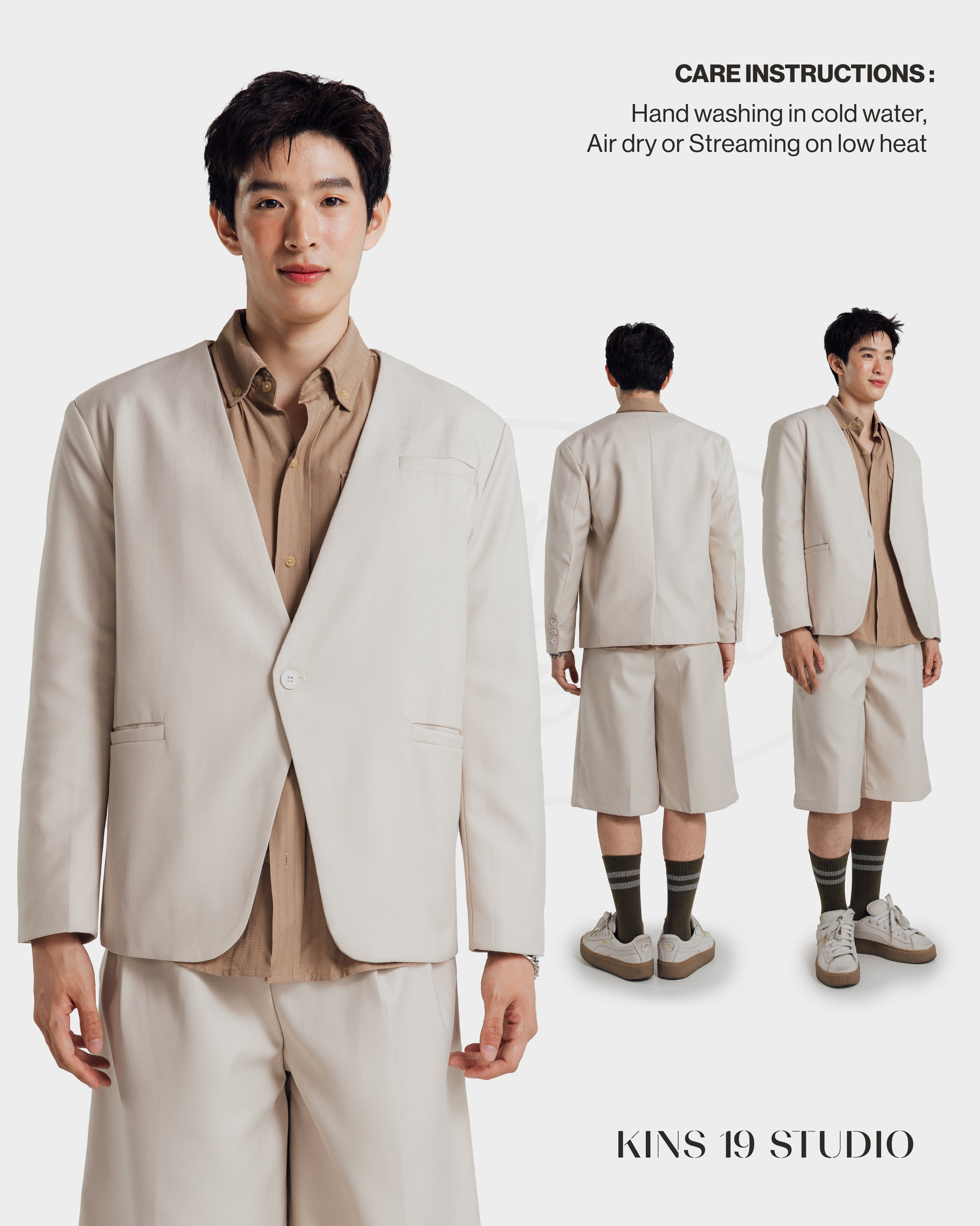 KINS 19 STUDIO | COLLARLESS BLAZER เบลเซอร์ไม่มีปก เสื้อเบลเซอร์คินส์ ...