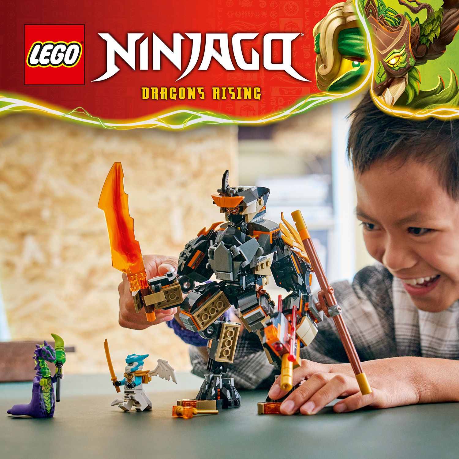 LEGO NINJAGO 71854 Cole's Mission Mech & Dragon Zane (364pcs ...