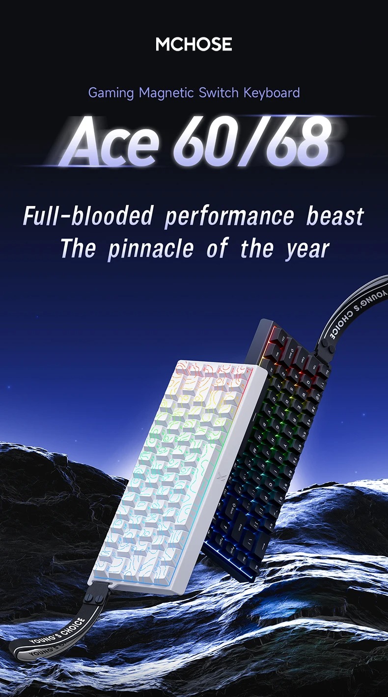 Mchose ACE68/60 Proคีย์บอร์ดแบบมีสายเกม Esports สวิทช์แม่เหล็ก คอมพิวเตอร์เดสก์ท็อปการปรับแต่ง ...