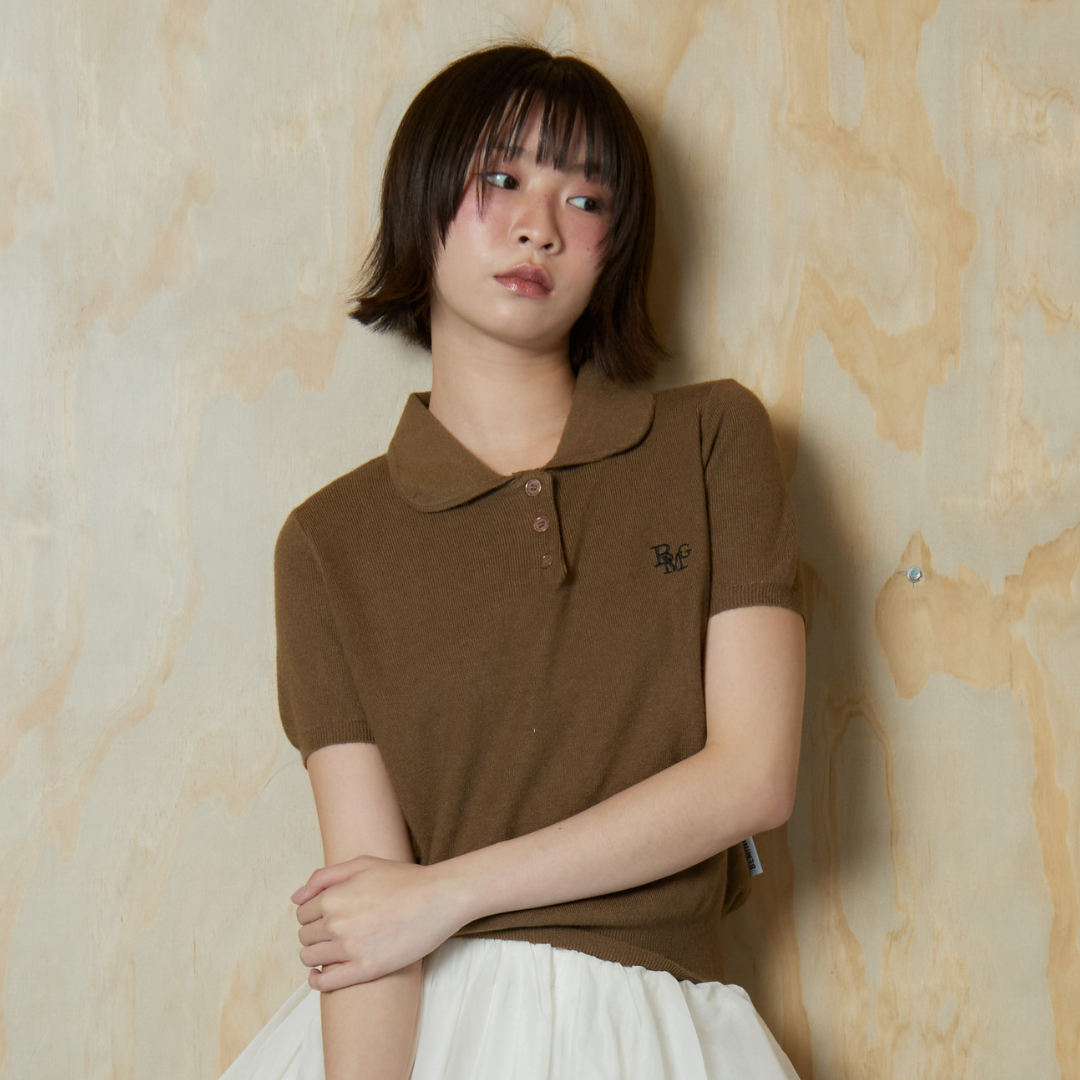 Bemingtop985 (S-XL)-Emma Polo Knit – เสื้อโปโลไหมพรมแขนสั้นคอบัว ...