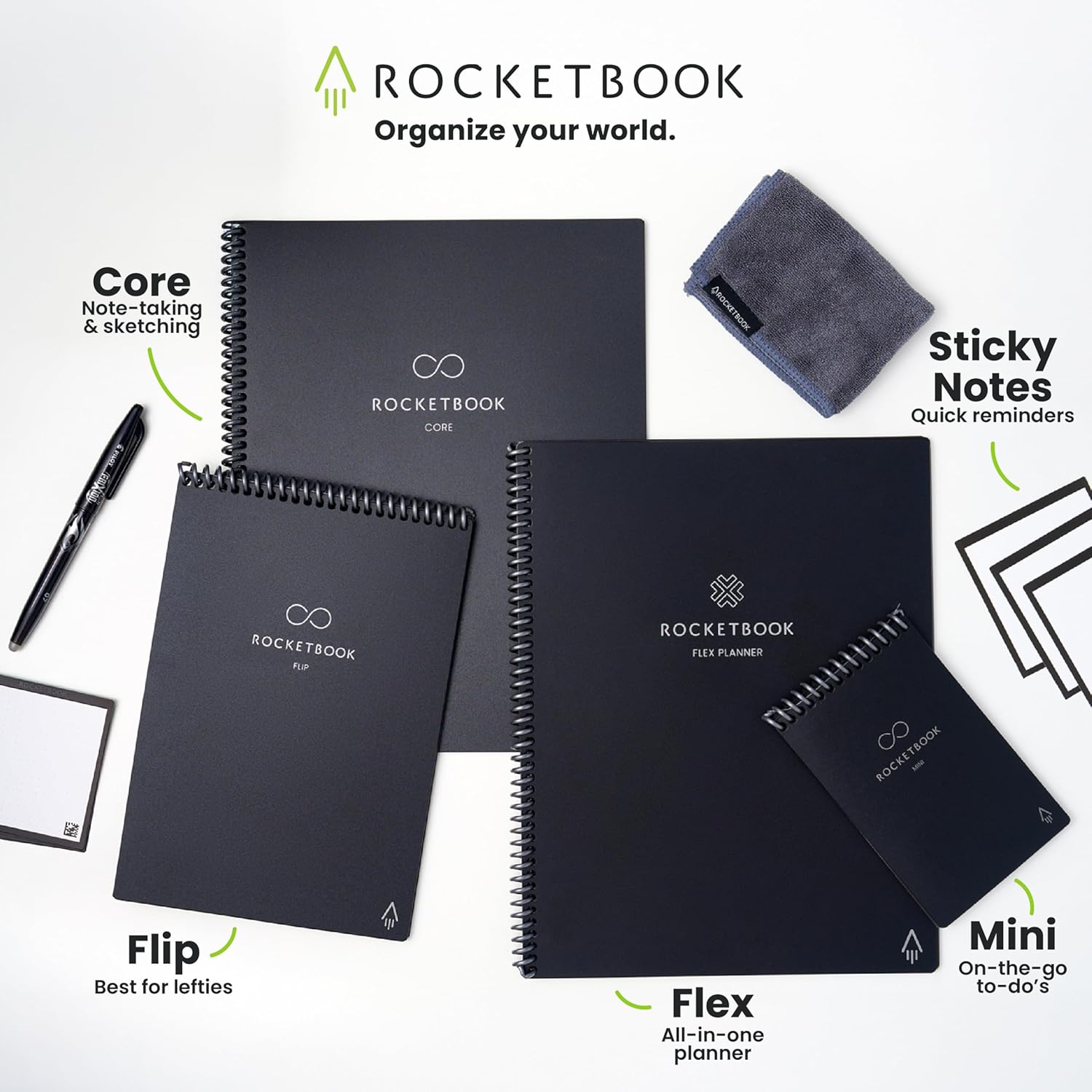 Rocketbook Smart Core Reusable Notebook Lined EcoFriendly Notebook with ...