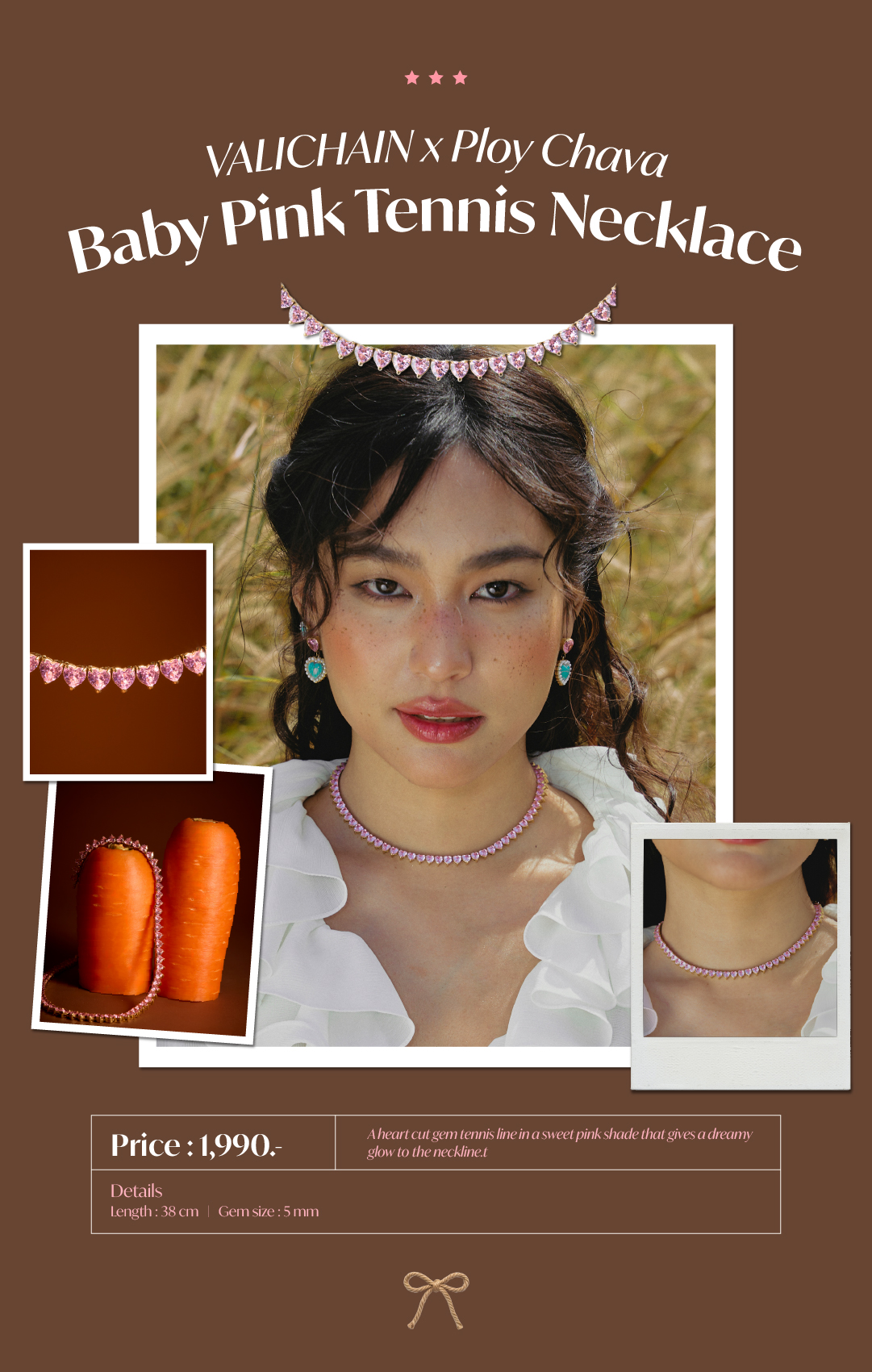 Valichain x Ploy Chava Baby Pink Tennis Necklace | Shopee Thailand