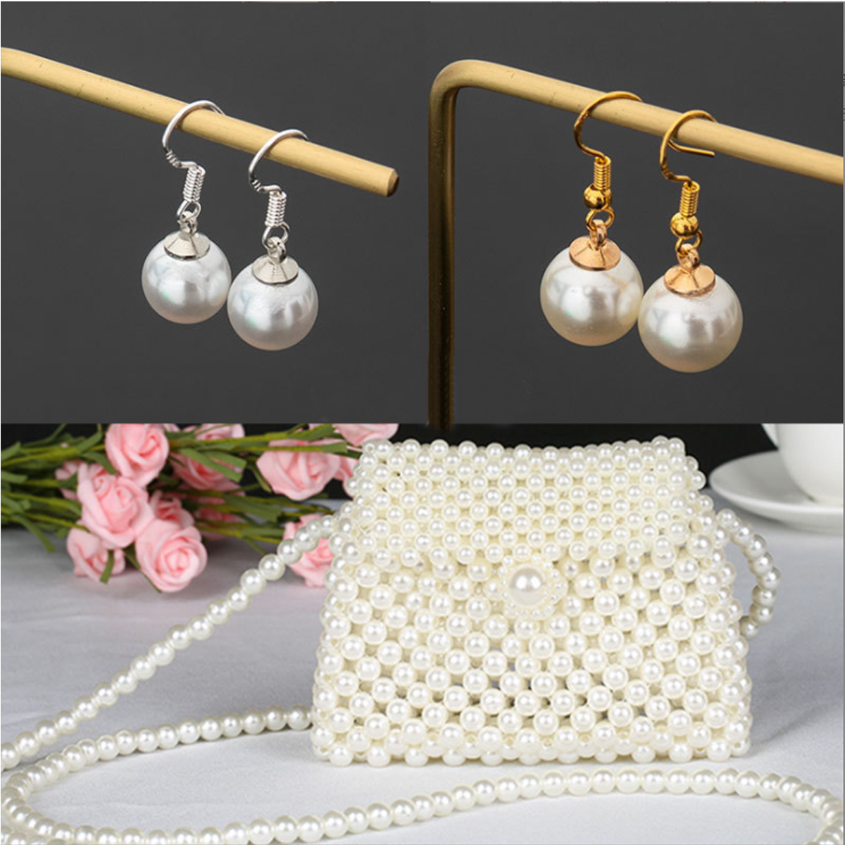 ลูกปัดไข่มุกจําลอง ABSไข่มุกกลม รูตรง ขนาด 3-20mm กำไลข้อมือ DIY และ ...