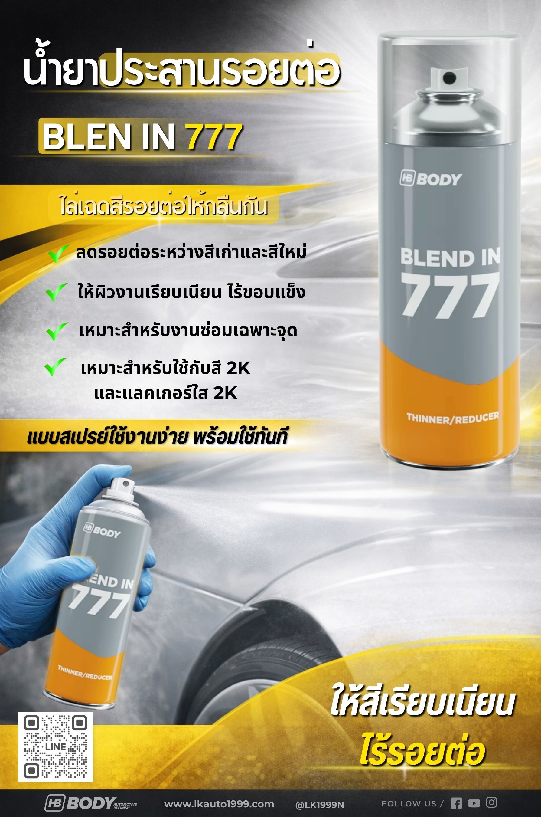 น้ำยาประสานรอยต่อ HB BODY 777 BLEND-IN THINNER | Shopee Thailand