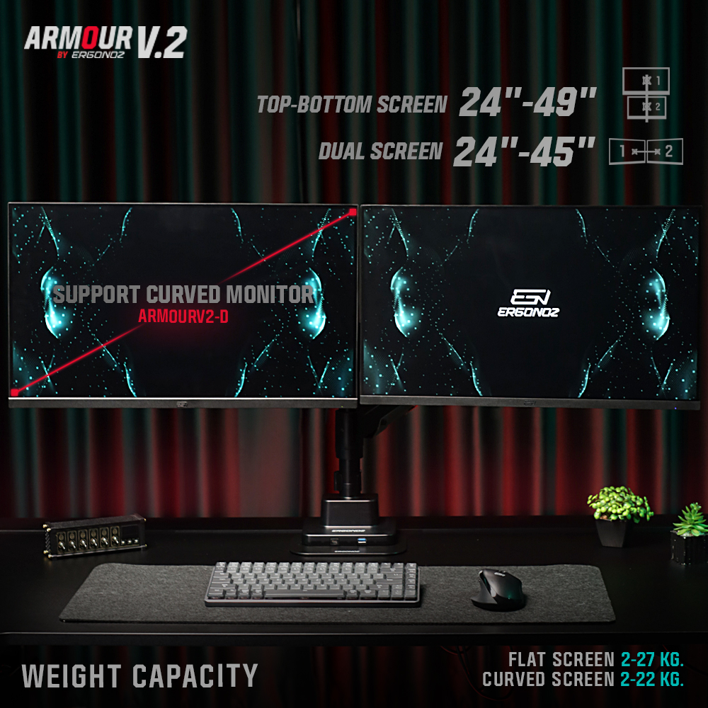 ERGONOZ แขนจับจอ ขาตั้งจอคอมพิวเตอร์ Monitor Arm รุ่น ARMOUR สำหรับหน้า ...