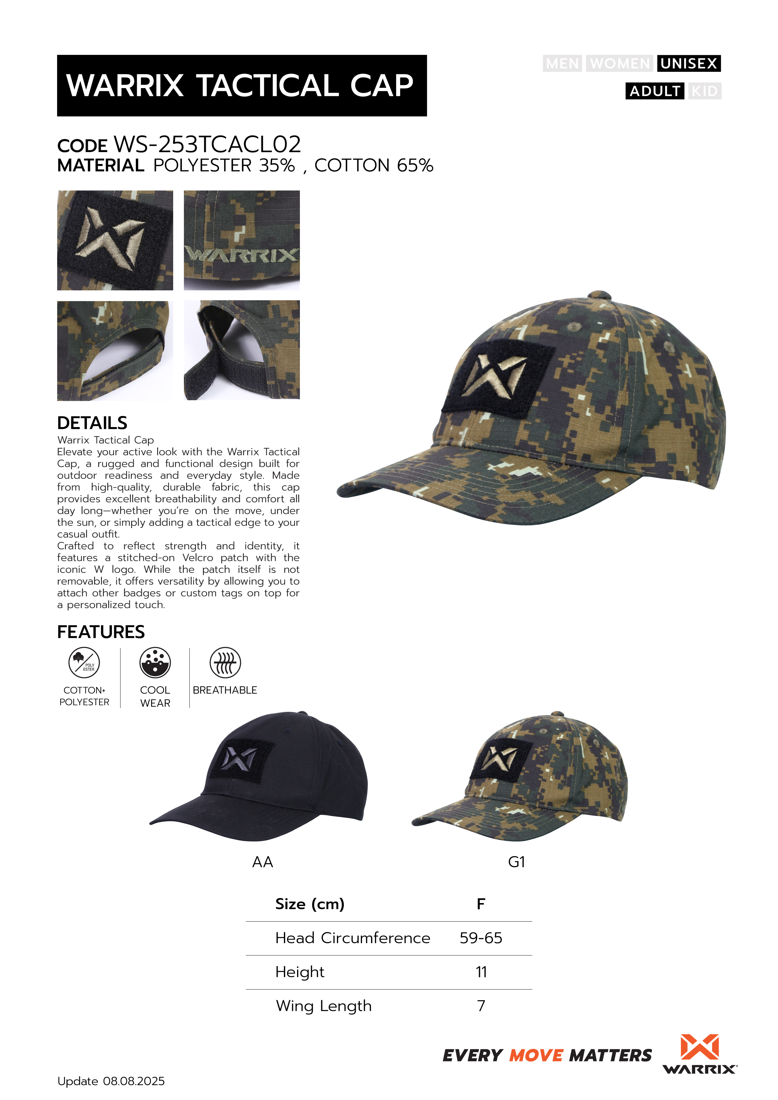 WARRIX Tactical Cap หมวกแก็ป (WS-253TCACL02) | Shopee Thailand