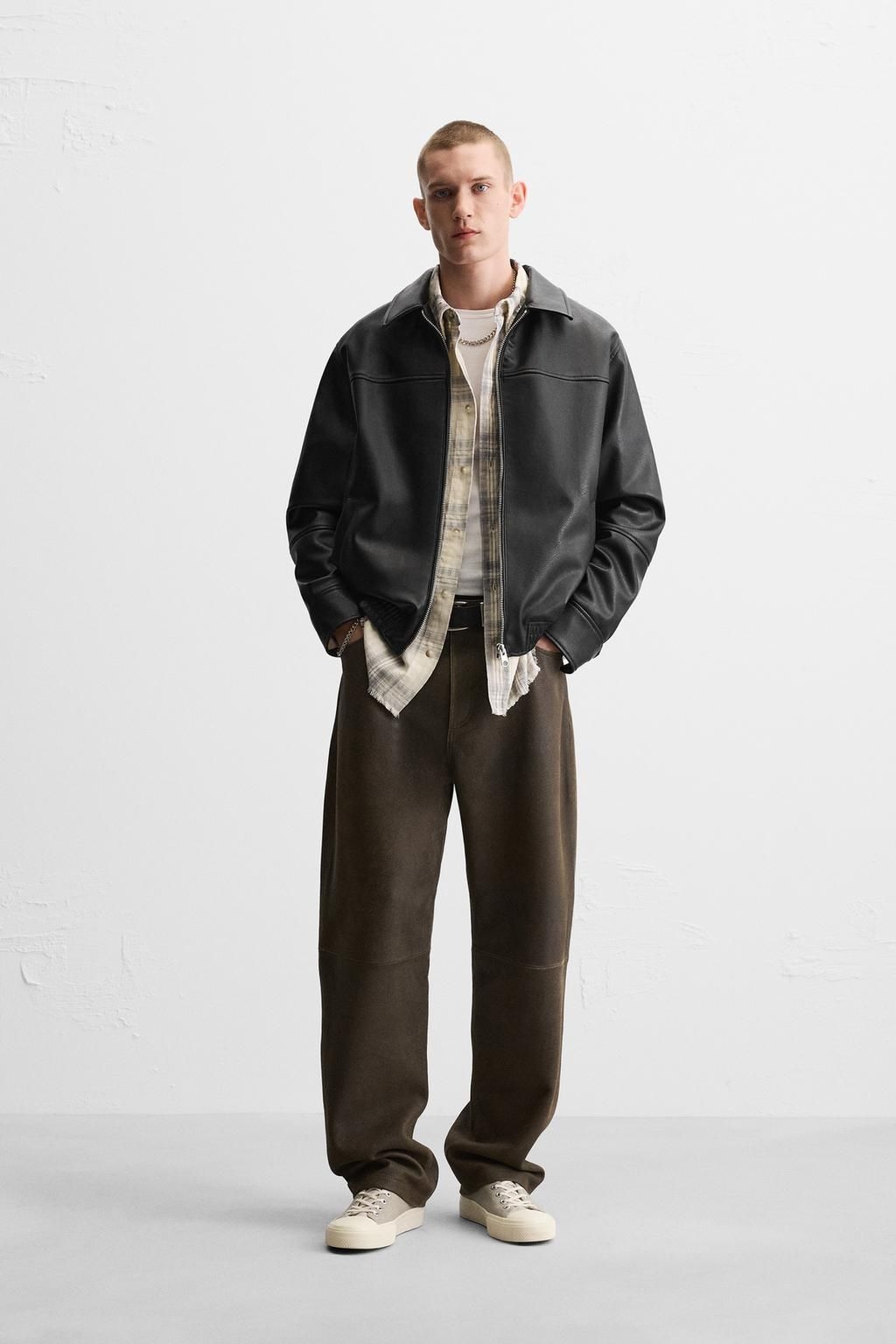 **ของแท้ พร้อมส่ งจาก ไทย ** ZARA LEATHER EFFECT MEN'S JACKET | Shopee ...