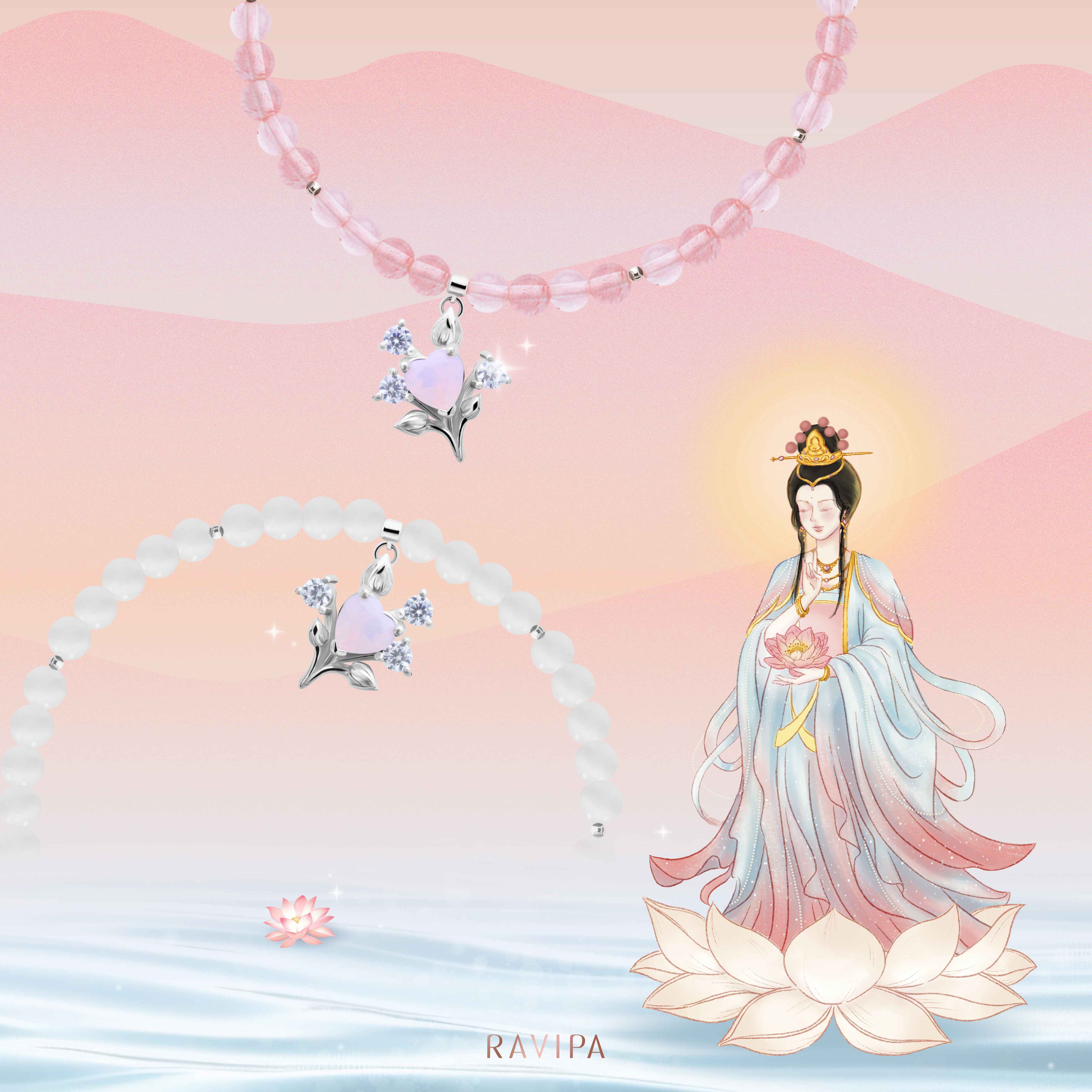 Ravipa | Guanyin Heart Bouquet and All-around Bracelet - เจ้าแม่กวนอิม สร้อยข้อมือ | Shopee Thailand