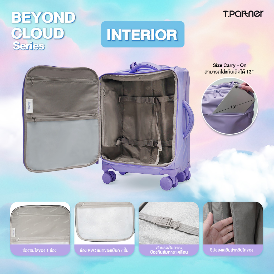 [ซื้อ1แถม3] Tpartner Beyond Cloud – กระเป๋าเดินทางผ้าเปิดหน้า เบาเหนือเมฆ เพียง 2.3 kg!“ นุ่ม ...