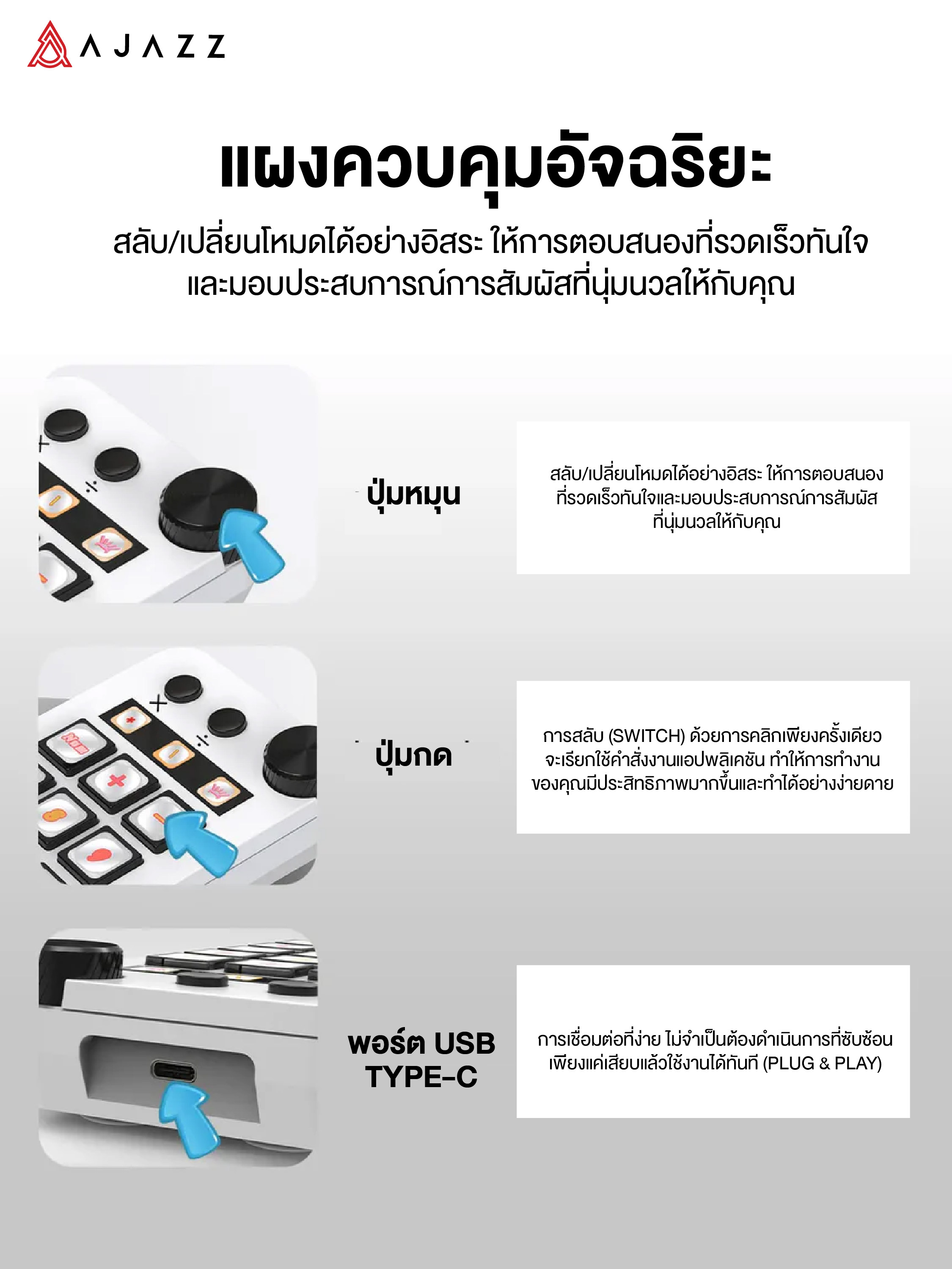 อุปกรณ์เสริมเดสก์ท็อป Ajazz N1 15Key Deskptop Assisstant Multi-Control ...