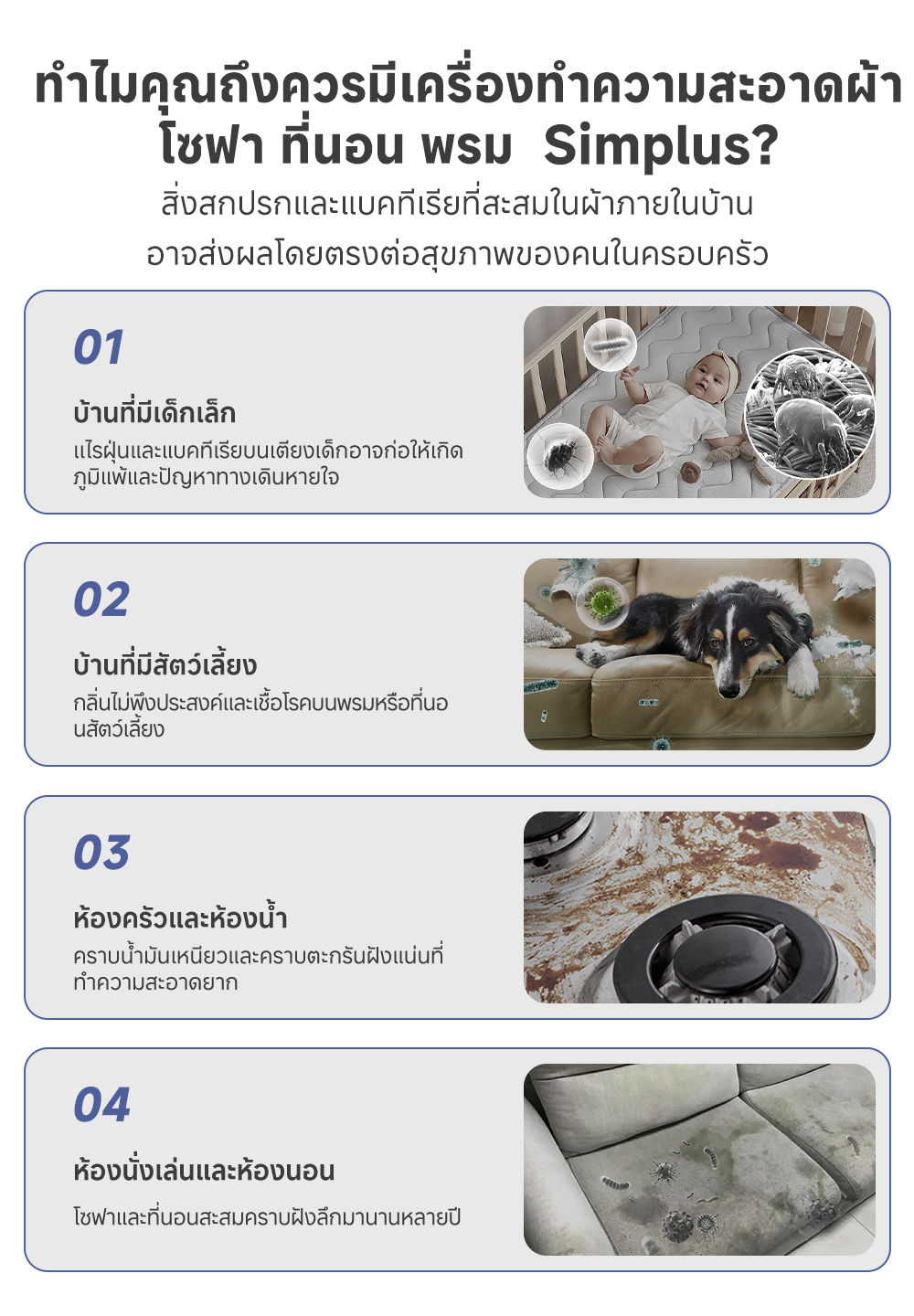 Simplus Steam Cleaner เครื่องดูดฝุ่นซักพ่น โซฟา ที่นอน พรม ไอน้ำร้อน ...