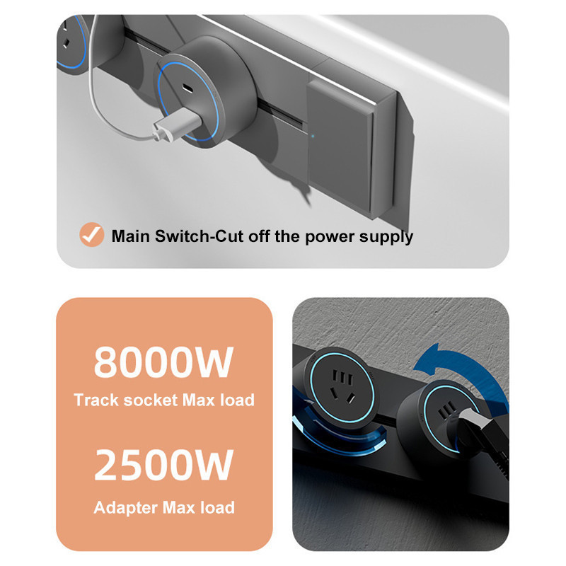 【รับประกัน 5 ปี】8000W Waterproof Wall Track Power Socket Universal Home ...