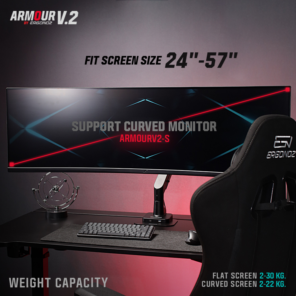 ERGONOZ แขนจับจอ ขาตั้งจอคอมพิวเตอร์ Monitor Arm รุ่น ARMOUR สำหรับหน้า ...