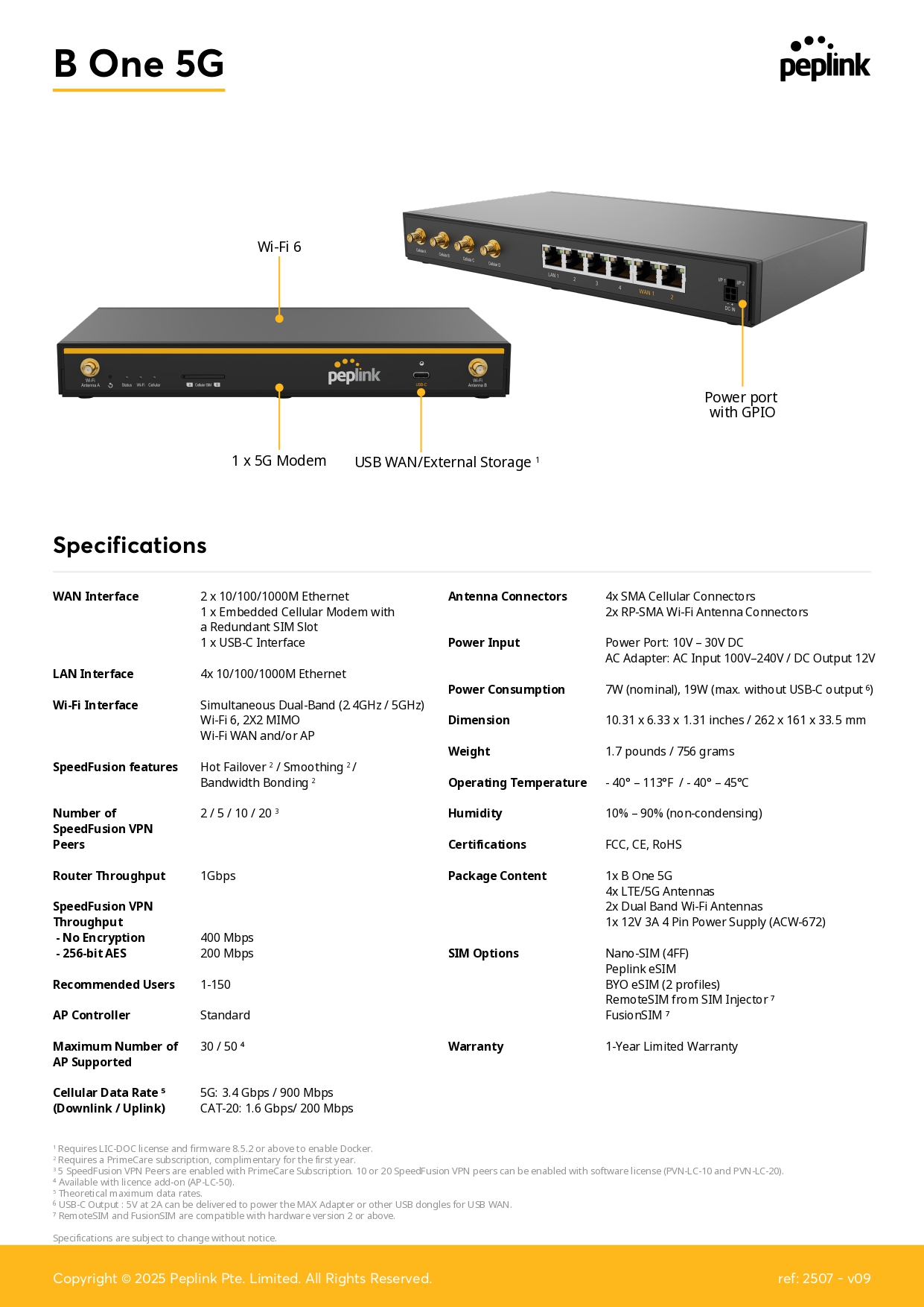 Peplink B One 5G Dual-WAN Router Load Balance | Shopee Thailand