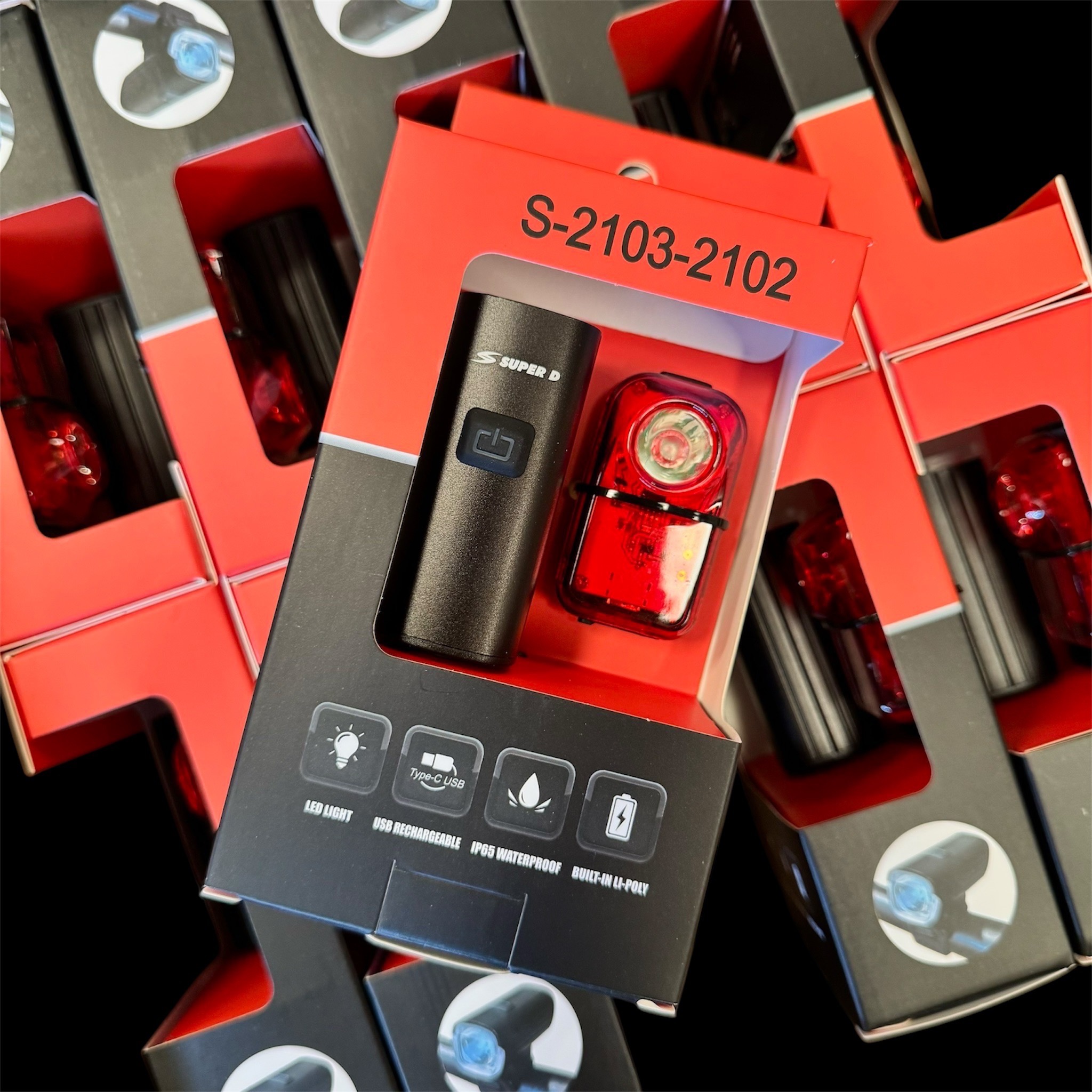 ไฟหน้า + ไฟท้ายจักรยาน SUPER D 2103+2102 USB คุณภาพดี! ขายดีมาก ...