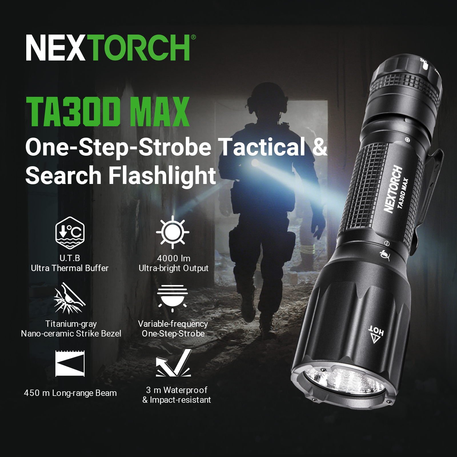 ไฟฉายยุทธวิธี Nextorch TA30D Max Nextorch TA30D MAX One-Step-Strobe ...