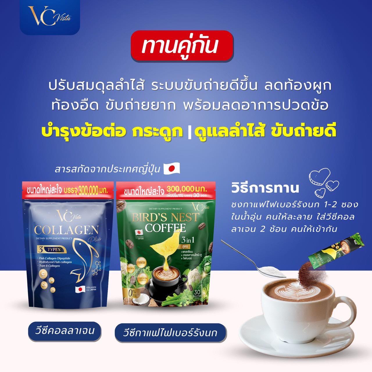 (1ห่อ) วีซีคอลลาเจน(ถุงรีฟิล) VC Collagen Plus / วีซีกาแฟไฟเบอร์รังนก ...