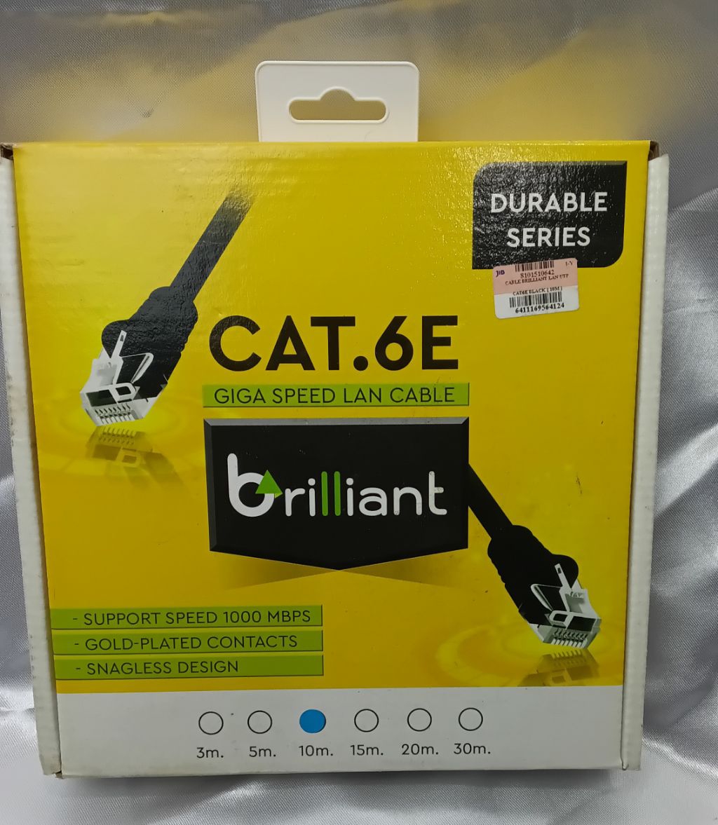 LAN CABLE (สายแลน) BRILLIANT LAN UTP CAT6E [10M] (BLACK) | Shopee Thailand