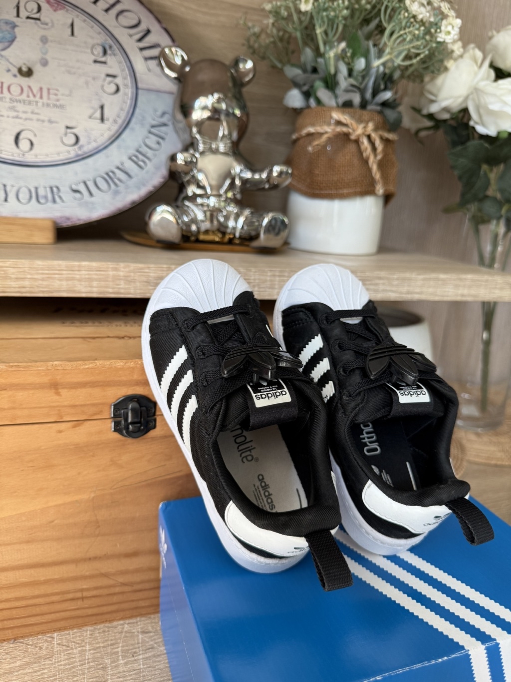 รองเท้า adidas superstar 9K 16 CM สภาพดีมาก | Shopee Thailand