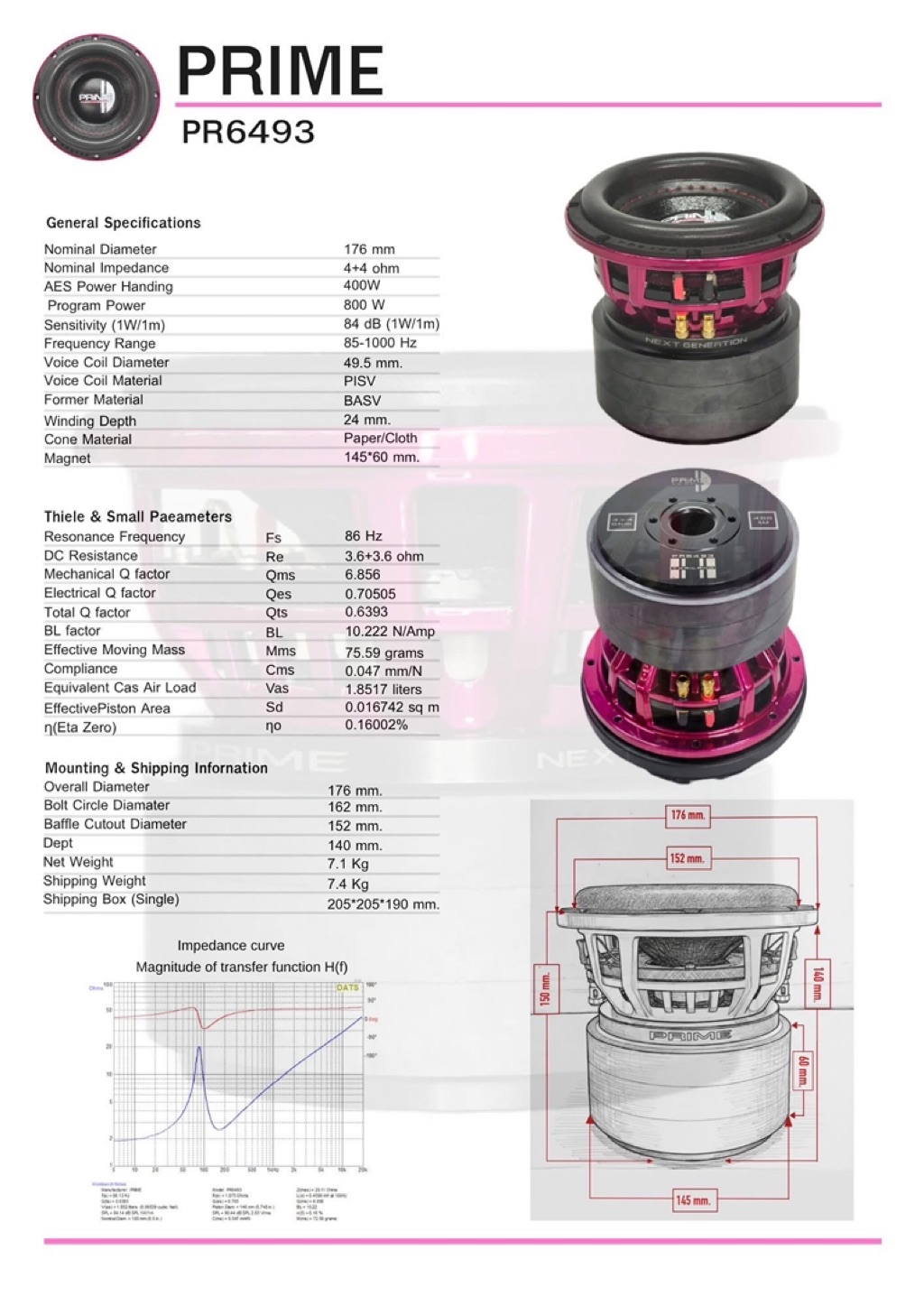 Prime 6.5นิ้ว 4+4 ohm 400watt(อะไหล่8.9)ประกัน1ปี | Shopee Thailand