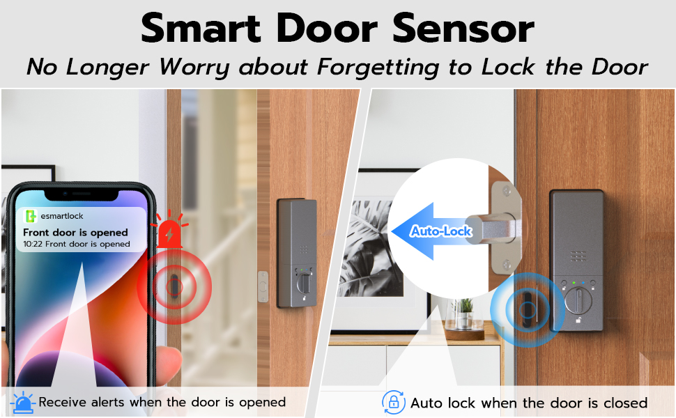 Smart Deadbolt Lock with Auto Lock Sensor, Fingerprint Keyless Entry ...