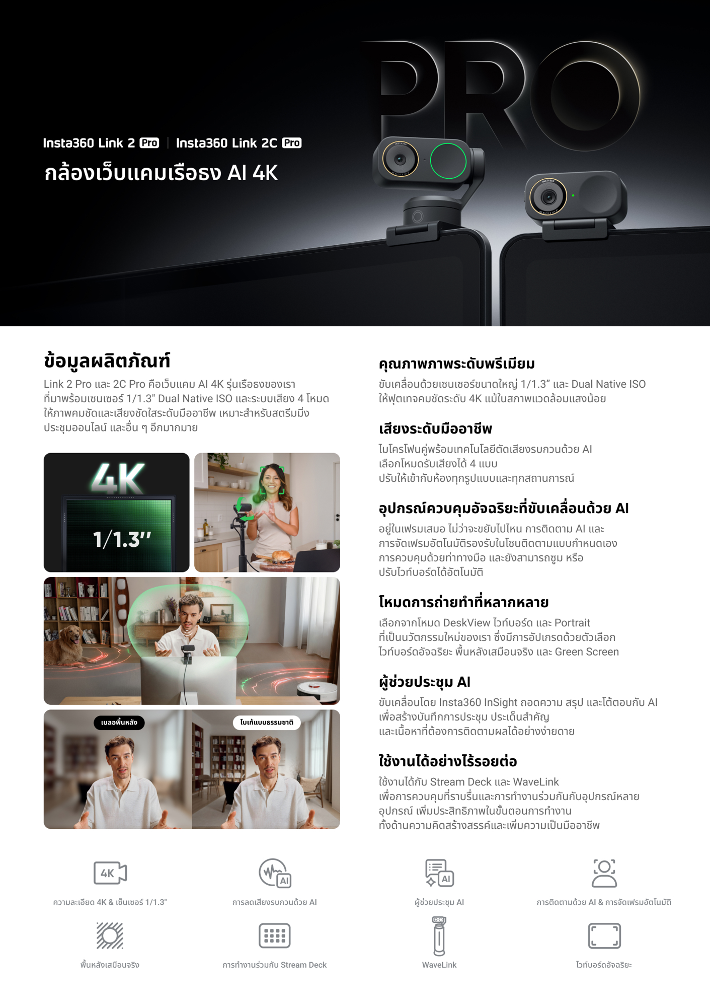 Insta360 Link 2 Pro รับประกันศูนย์ | Shopee Thailand