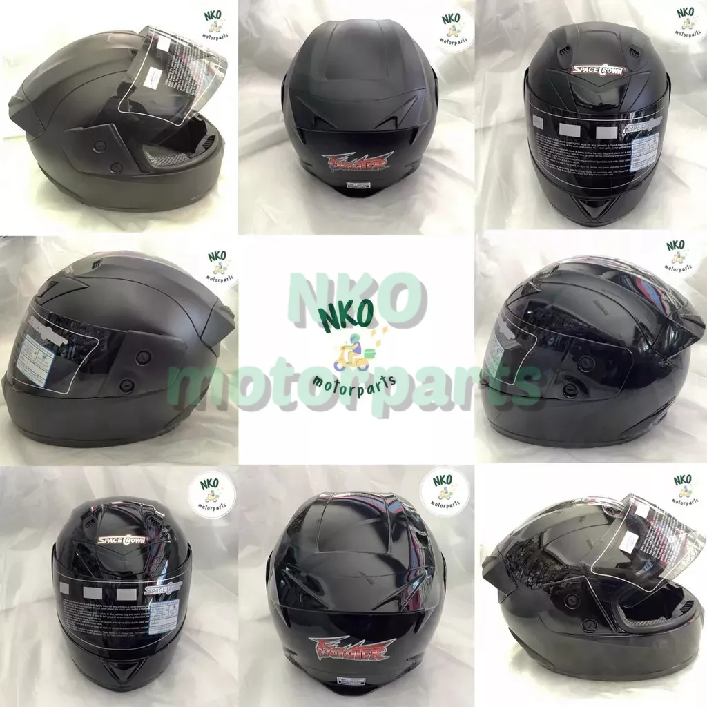 หมวกกันน็อคเต็มใบ 🔥SPACE CROWN🔥 รุ่น FIGHTER 4สี ดำเงา ดำด้าน เทา เขียว ...