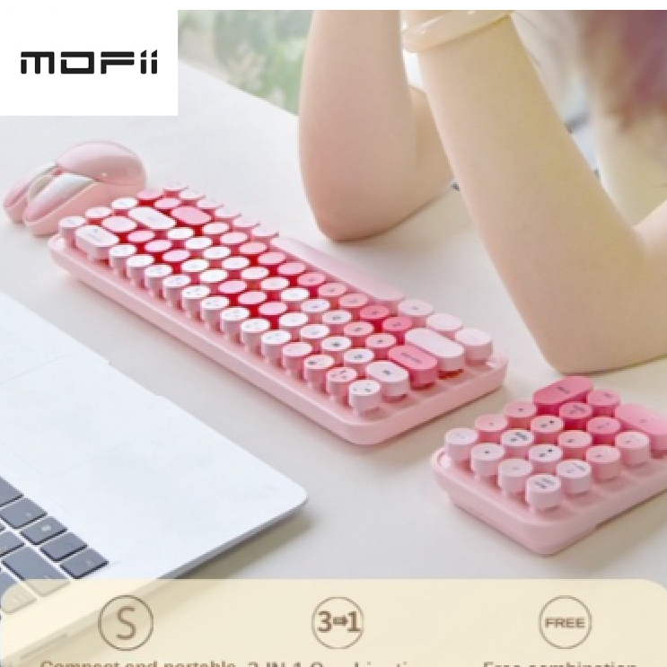 (แป้นอังกฤษ+ฟรีสติ๊กเกอร์ไทย) MOFii iBean MAX Compact Keyboard + Rabbit ...