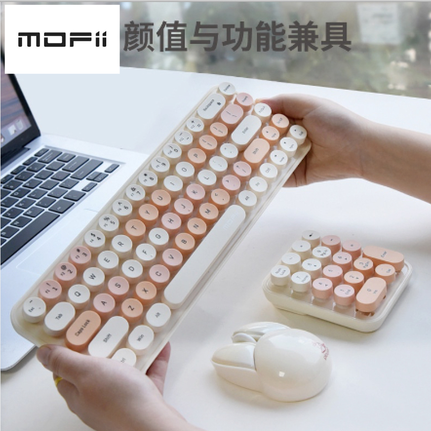 (แป้นอังกฤษ+ฟรีสติ๊กเกอร์ไทย) MOFii iBean MAX Compact Keyboard + Rabbit ...