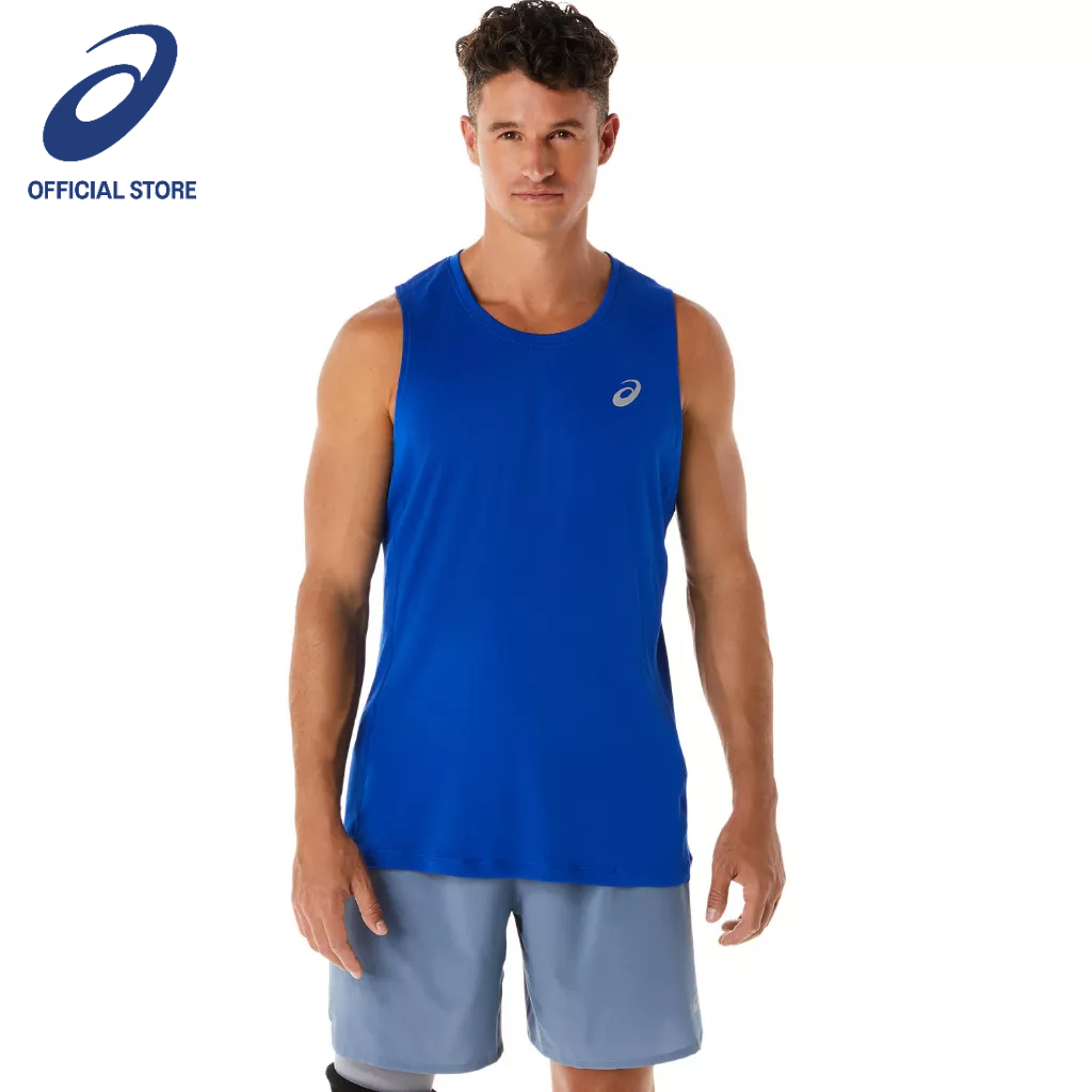 ASICS : SILVER SINGLET MEN RUNNING ผู้ชาย เสื้อกล้าม ของแท้ ASICS BLUE ...