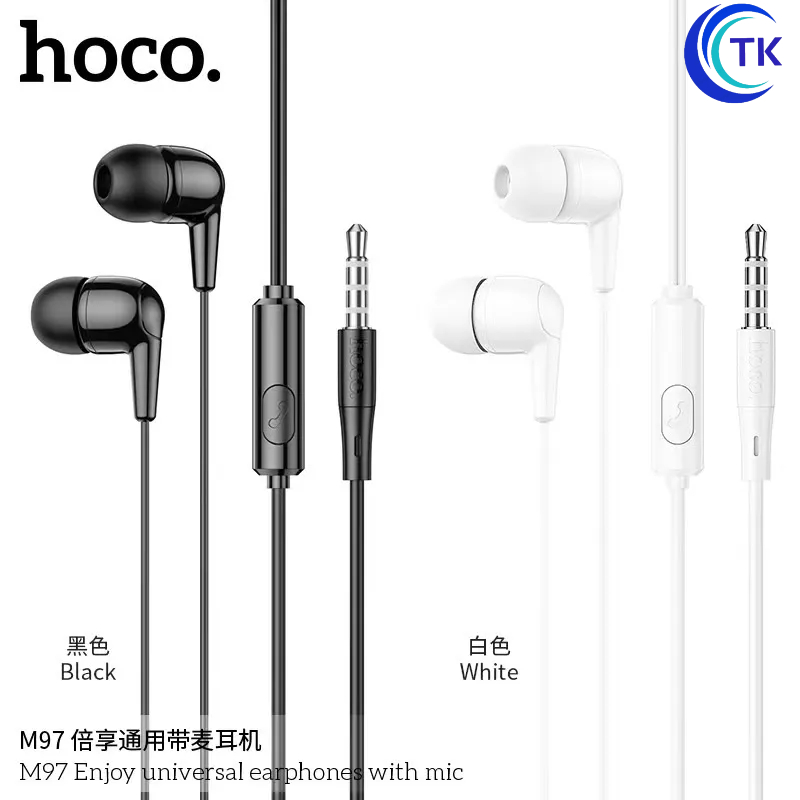 Hoco รุ่น M97 หูฟังสายรุ่นราคาประหยัด ไมโครโฟนในตัว หูฟัง Aux3.5 mm. Small Talk สาย1.2เมตร ...