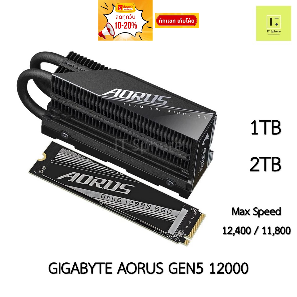 SSD GEN5 M.2 GIGABYTE AORUS 12000 1TB 2TB SSD M2 NVMe PCIe เอสเอสดี ...