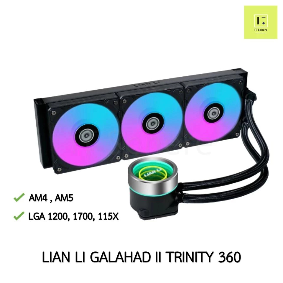 AIO LIAN LI Galahad II Trinity 360 BLACK สีดำ LGA 1200 1700 AM4 AM5 3 ...