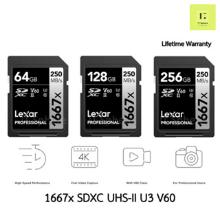Lexar Professional 1667x SDXC UHS-II U3 V60, 64GB 128GB 256GB SD CARD ...