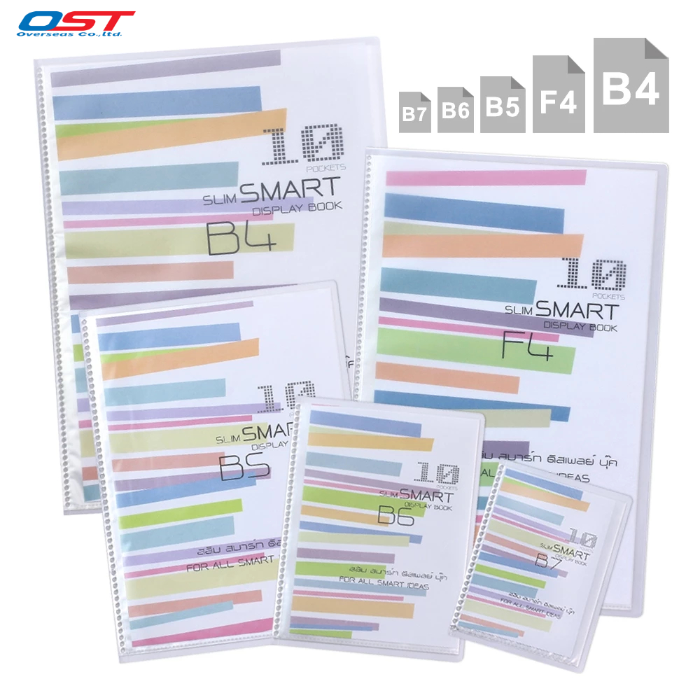 แฟ้มใส่เอกสาร แฟ้มสะสมผลงาน แฟ้มโชว์ ขนาด B7 B6 B5 F4 และb4 10ช่อง Slim Series ปกอ่อน