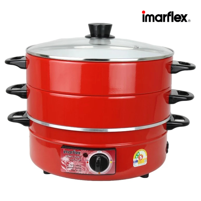 IMARFLEX_1 กระทะไฟฟ้าอลูมิเนียม ฝาแก้ว ซึ้ง 2 ชั้น ขนาด 3 ลิตร MP-18 | Shopee Thailand