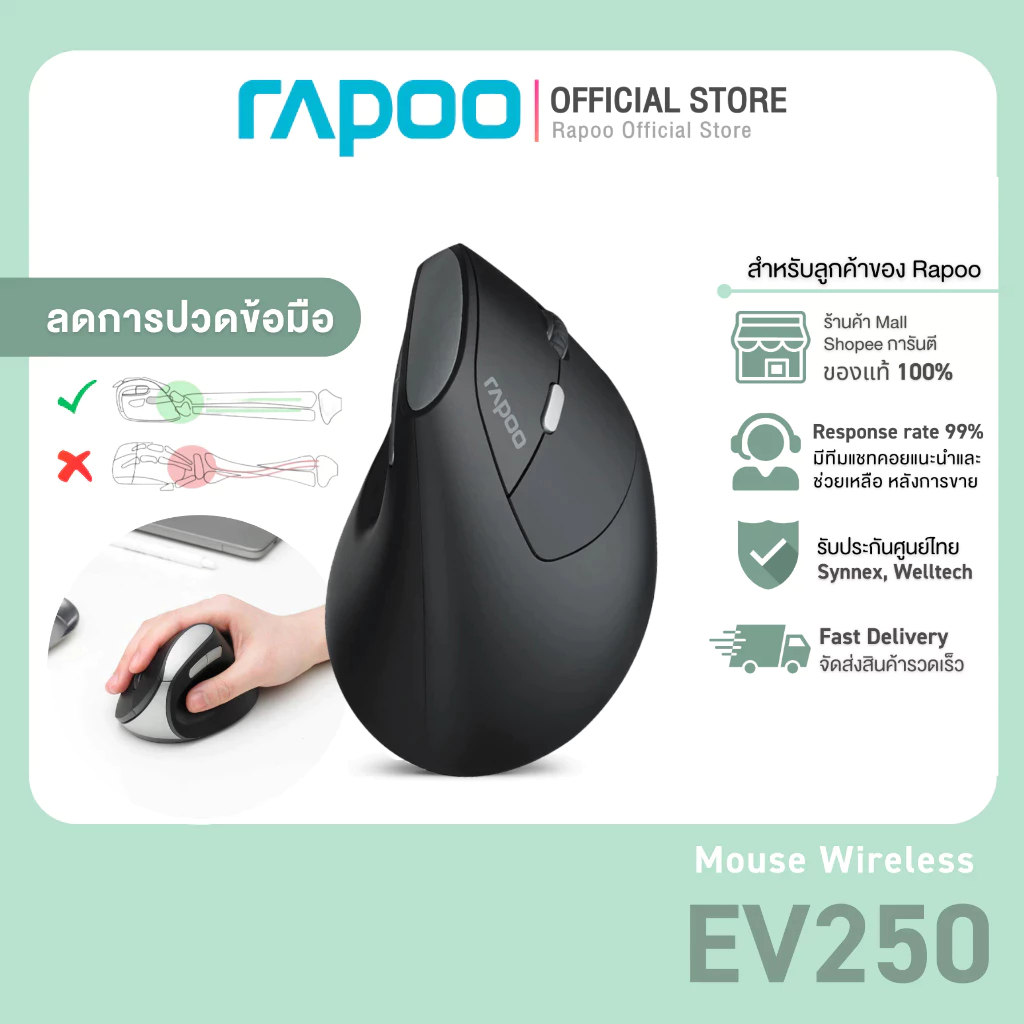 Rapoo รุ่น EV250 ไร้สายเชื่อมต่อผ่าน USB Wireless 2.4G Silent Wireless ...