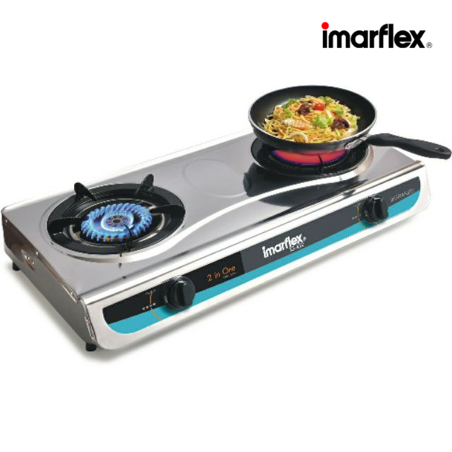 IMARFLEX_2 เตาแก๊ส หัวคู่ หน้าแสตนเลส หัวทองเหลือง/หัวอินฟาเรด IG-432 | Shopee Thailand