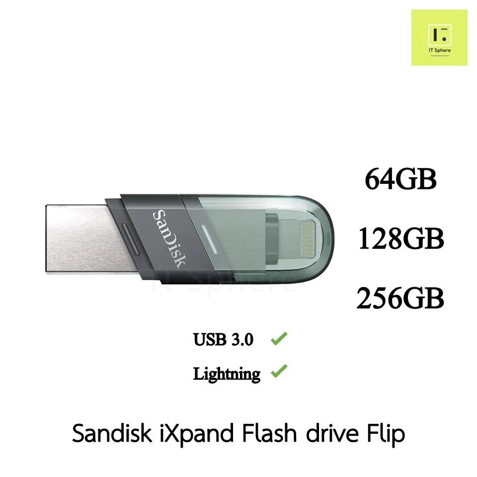 SanDisk iXpand Flash Drive Flip 64GB 128GB 256 GB USB 3.0 , Type A ...