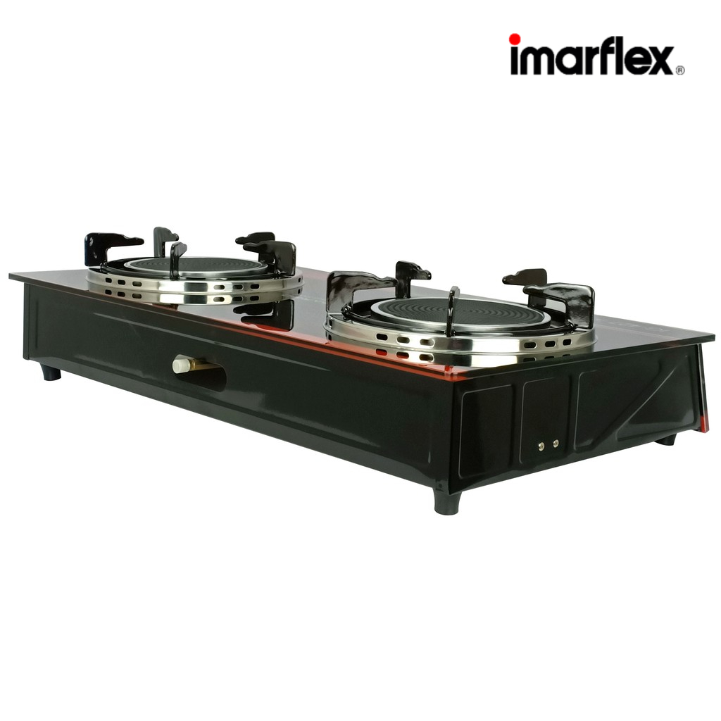 IMARFLEX_2 เตาแก๊ส หัวคู่ หน้ากระจก หัวอินฟาเรด IG-427 | Shopee Thailand