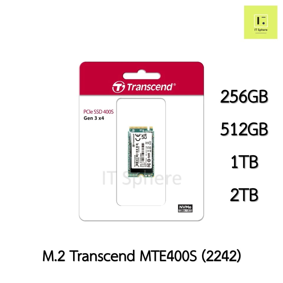 [2242] SSD M.2 Transcend MTE400S 256GB 512GB 1TB 2TB รุ่น 400S NVMe GEN3 m2 TS1TMTE400S 2242 ...