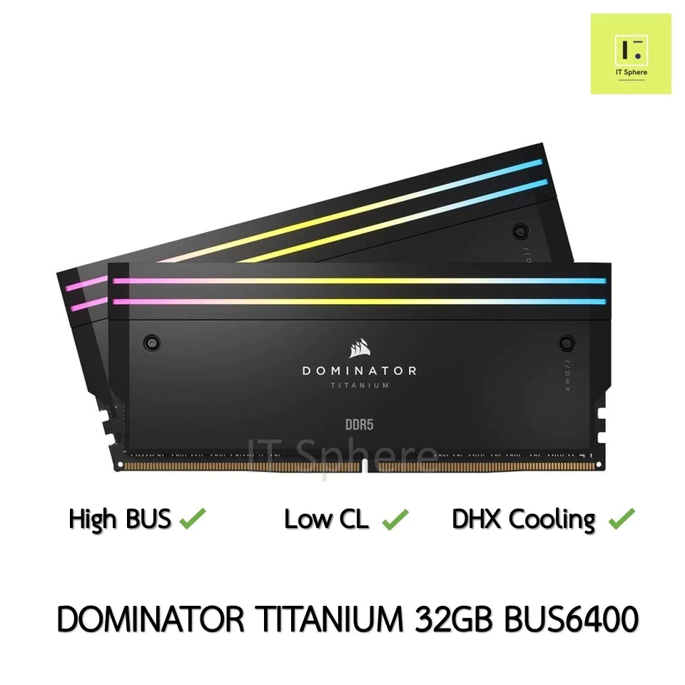 Ram Corsair Dominator Titanium 32GB Bus 6400 DDR5 สีดำ BLACK แรม RGB ...