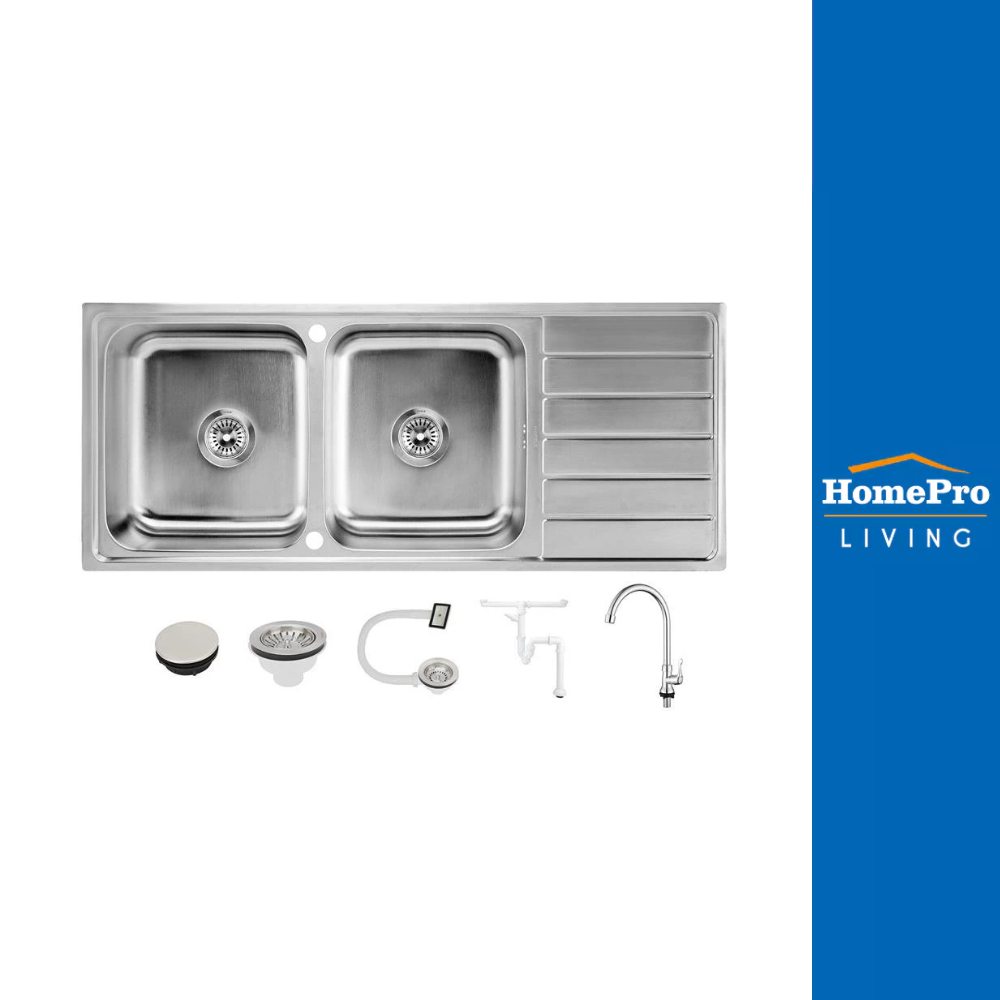 HomePro ซิงค์ฝัง 2 หลุม 1 ที่พัก ECONO 495.39.424 สีเงิน แบรนด์ HAFELE | Shopee Thailand
