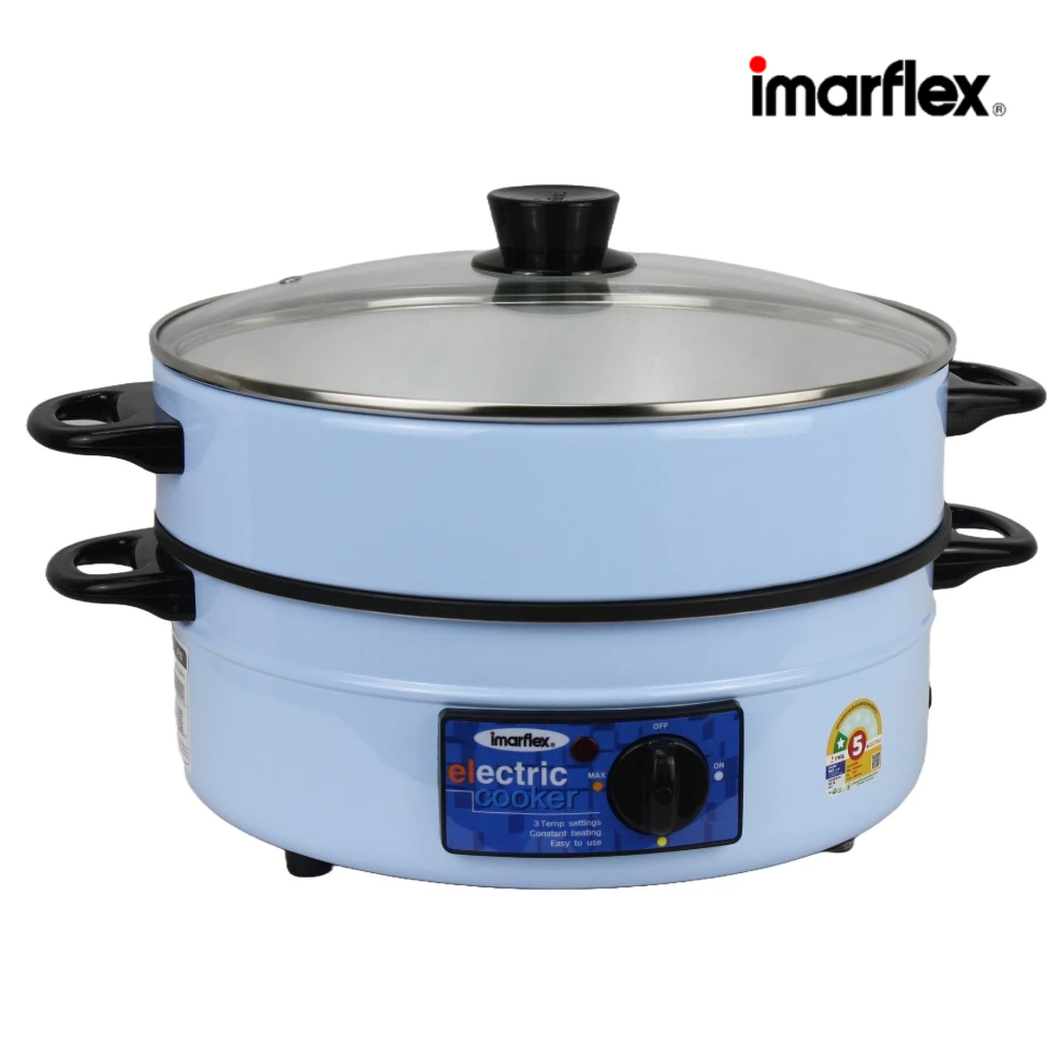 IMARFLEX_1 กระทะไฟฟ้าอลูมิเนียม ฝาแก้ว แบบเคลือบ ซึ้ง 1 ชั้น ขนาด 3 ลิตร IP-137 | Shopee Thailand