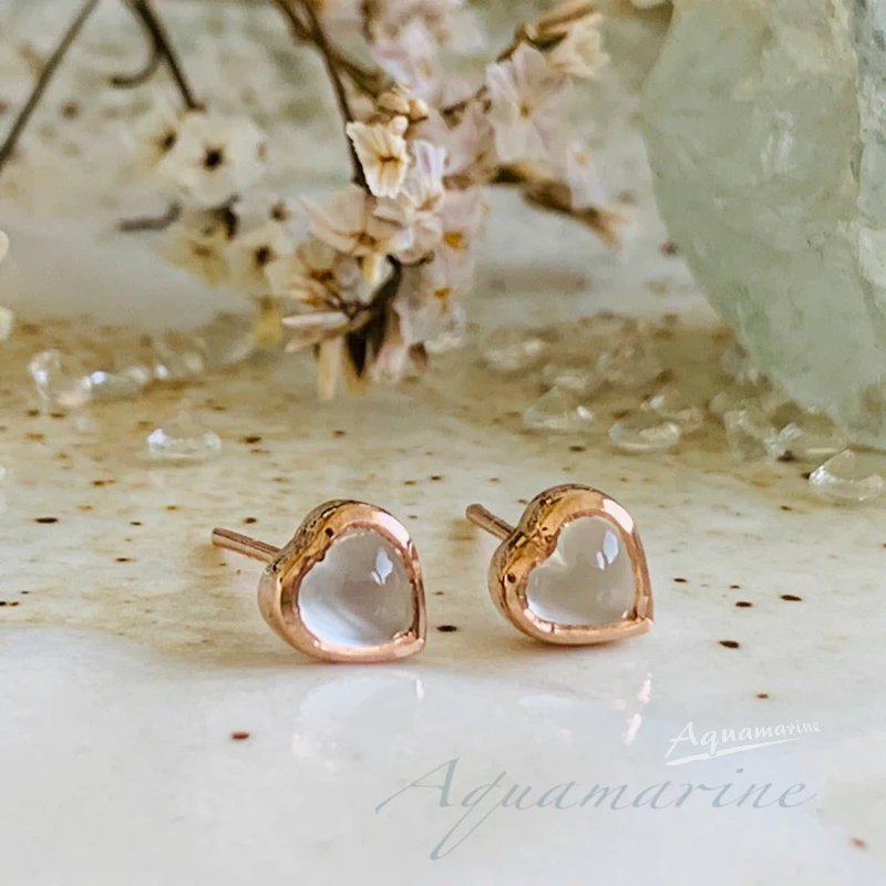 ต่างหูสตั๊ดแคทอายมูนสโตน( Cat’eye Moon Stone )หัวใจ 5 mm. | Shopee Thailand