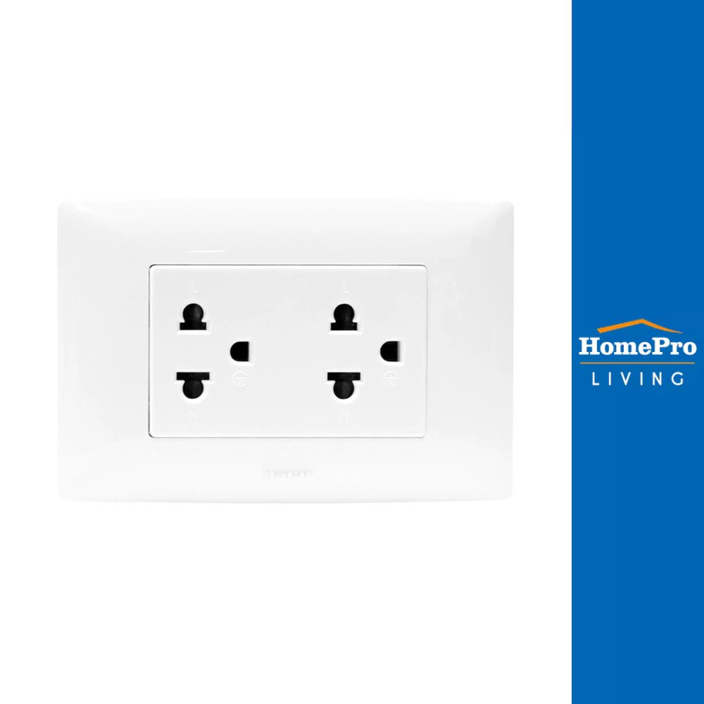 HACO ชุดเต้ารับคู่ 3 ขากลมแบน AP-E20 สีขาว | Shopee Thailand