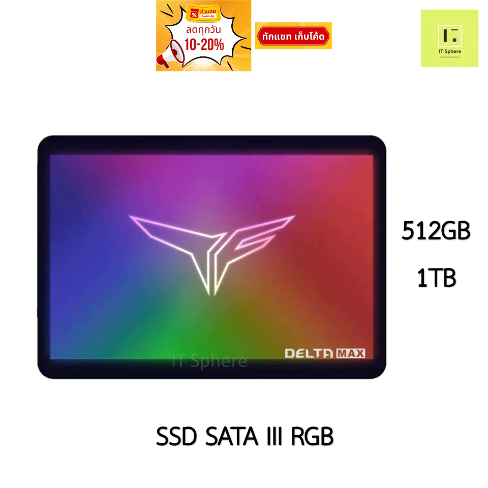 SSD SATA III RGB 512GB 1TB T-FORCE DELTA MAX LITE BLACK / WHITE (SSD ...