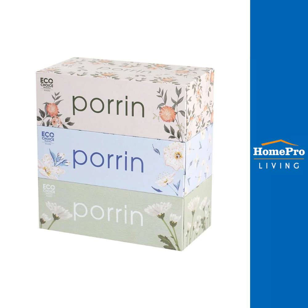 HomePro กระดาษเช็ดหน้า PORRIN BOX 150 แผ่น แพ็ค 3 แบรนด์ PORRIN ...