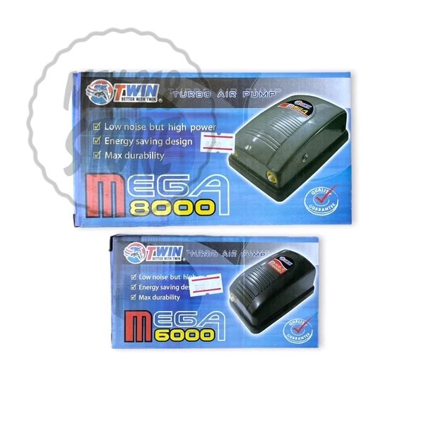 ปั๊มออกซิเจน ปั๊มลม Mega 8000 Mega 6000 สำหรับอ่างปลาหรือตู้ปลา ระบบประหยัดไฟ ปั้มลม ปั้มลมตู้ ...